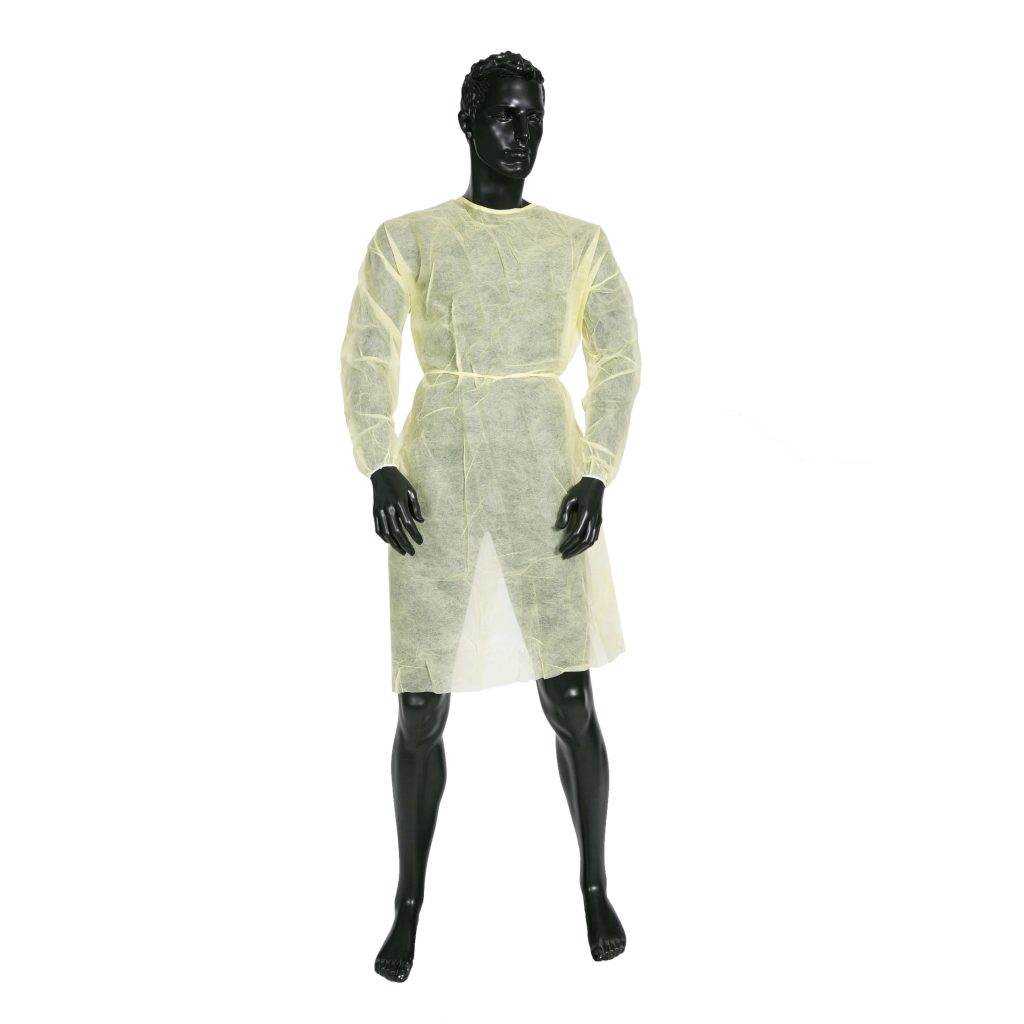 ISOLATION GOWN POLYPROPYLENE (PP) LONG SLEEVE ELASTIC CUFF – YELLOW ...